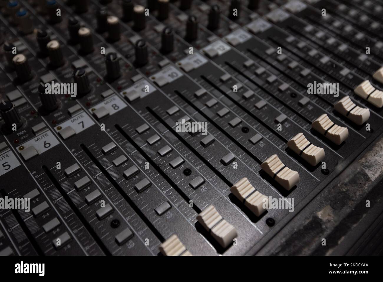 Used old dusty Music Studio Dials, Knobs, Switches and Sliders Stock ...