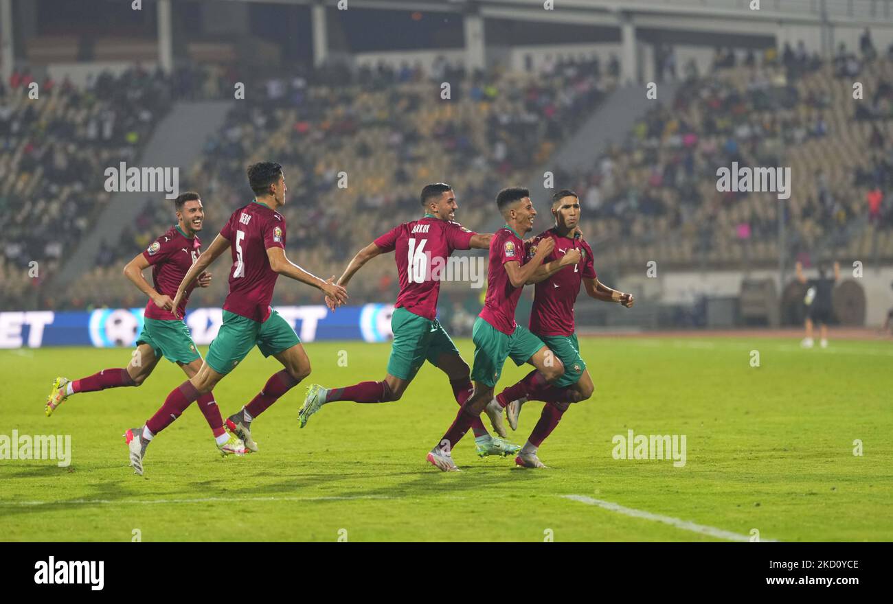 Achraf Hakimi of Morocco celebrates scoring their second goal during ...