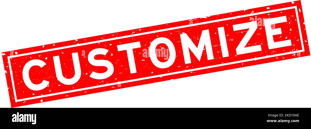 Grunge red customize word square rubber seal stamp on white background Stock Vector Image & Art ...