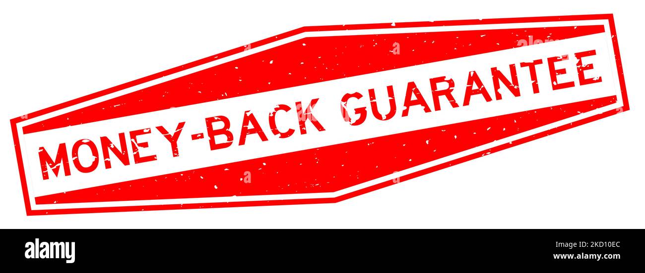 Grunge red money-back guarantee word hexagon rubber seal stamp on white background Stock Vector ...