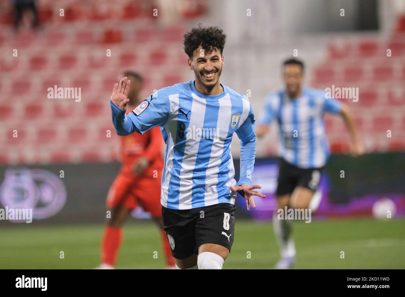 Khalid Muneer Mazeed (8) of Al Wakrah celebrates his goal during the ...