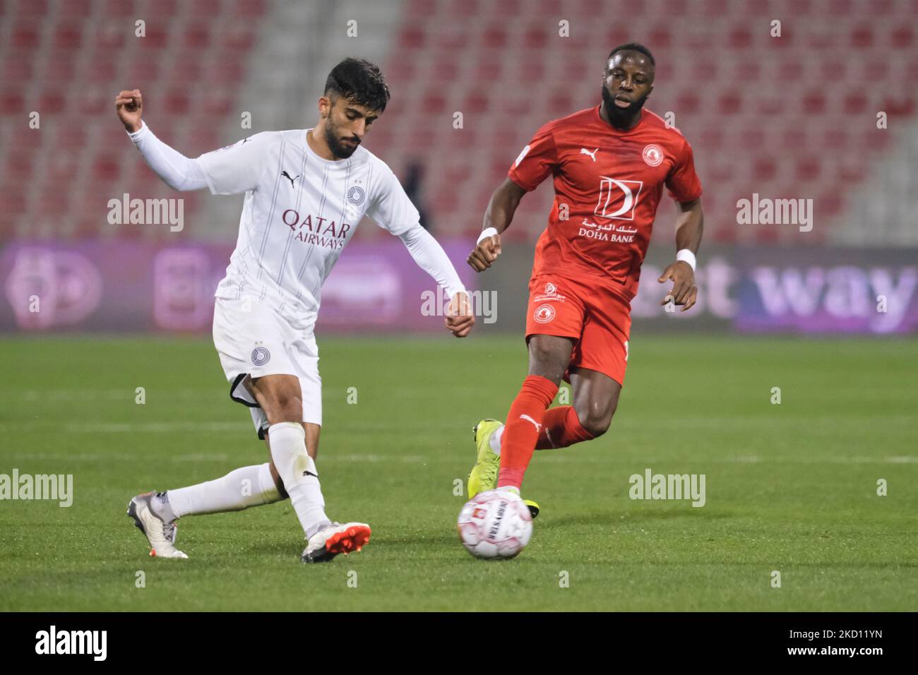Tarek Salman (6) of Al Sadd passes the ball during the QNB Stars League between Al Sadd and Al ...