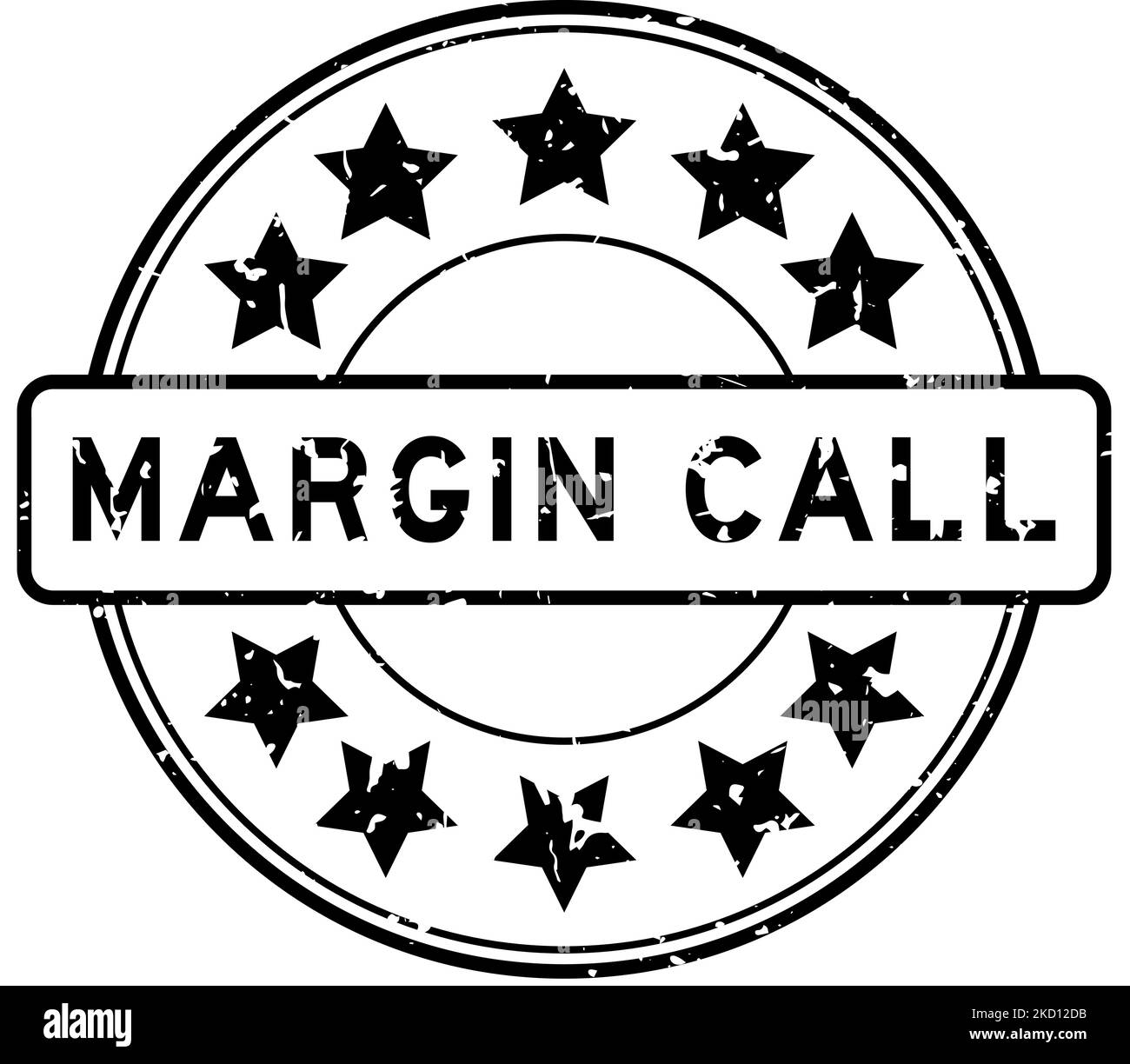 Grunge black margin call word with star icon round rubber seal stamp on ...