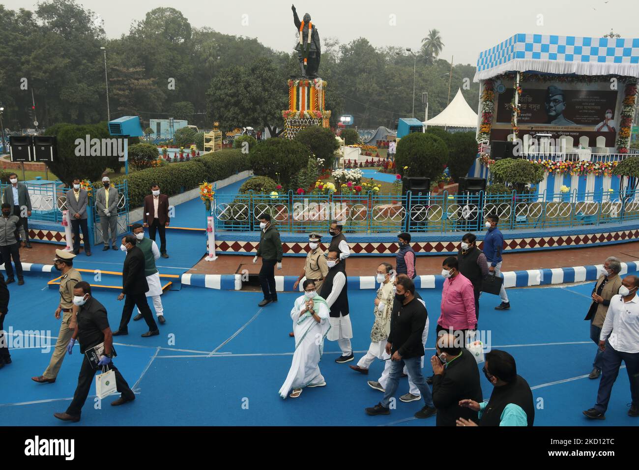 West Bengal Chief Minister Mamata Banerjee exchange greetings during ...