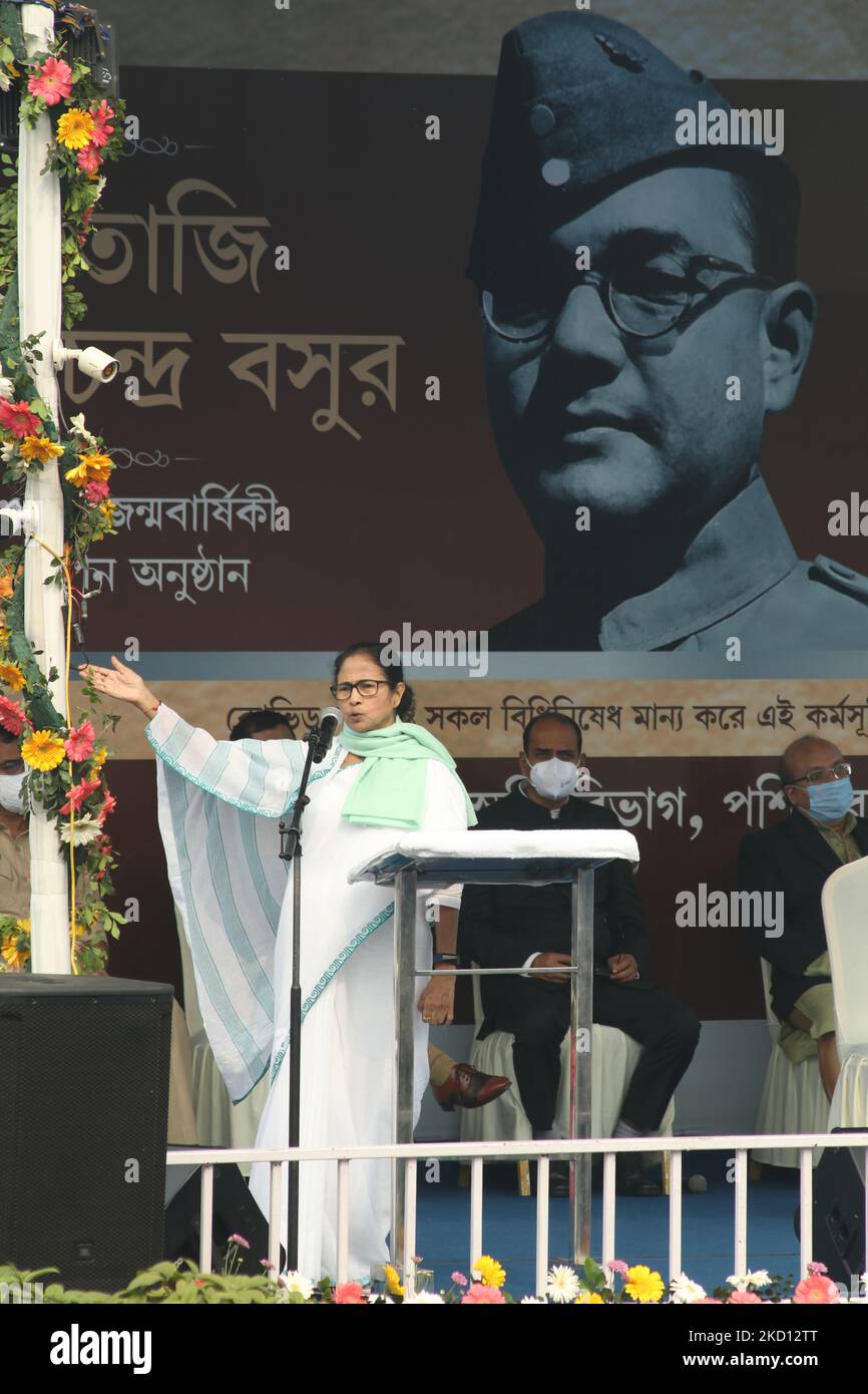 West Bengal Chief Minister Mamata Banerjee speaks during program to ...