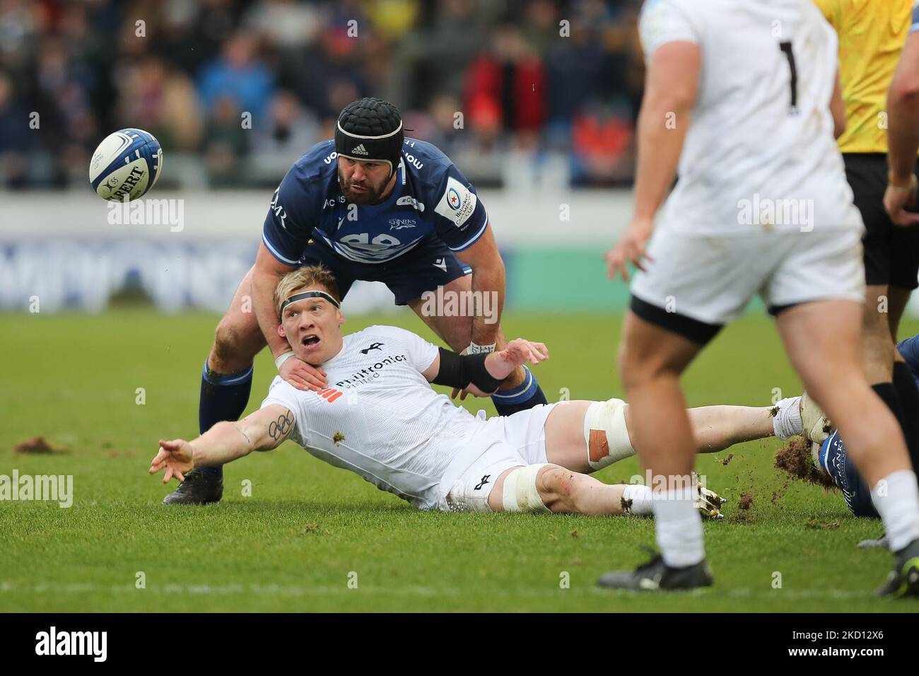 Sam Cross of Ospreys: releases during the European Champions Cup match ...
