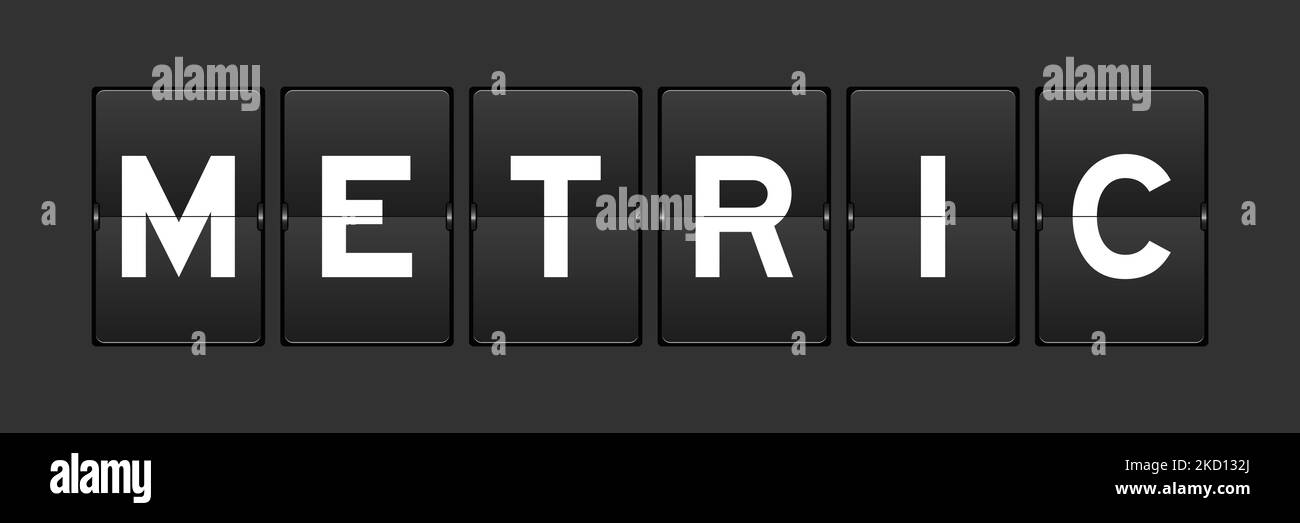 Black color analog flip board with word metric on gray background Stock ...