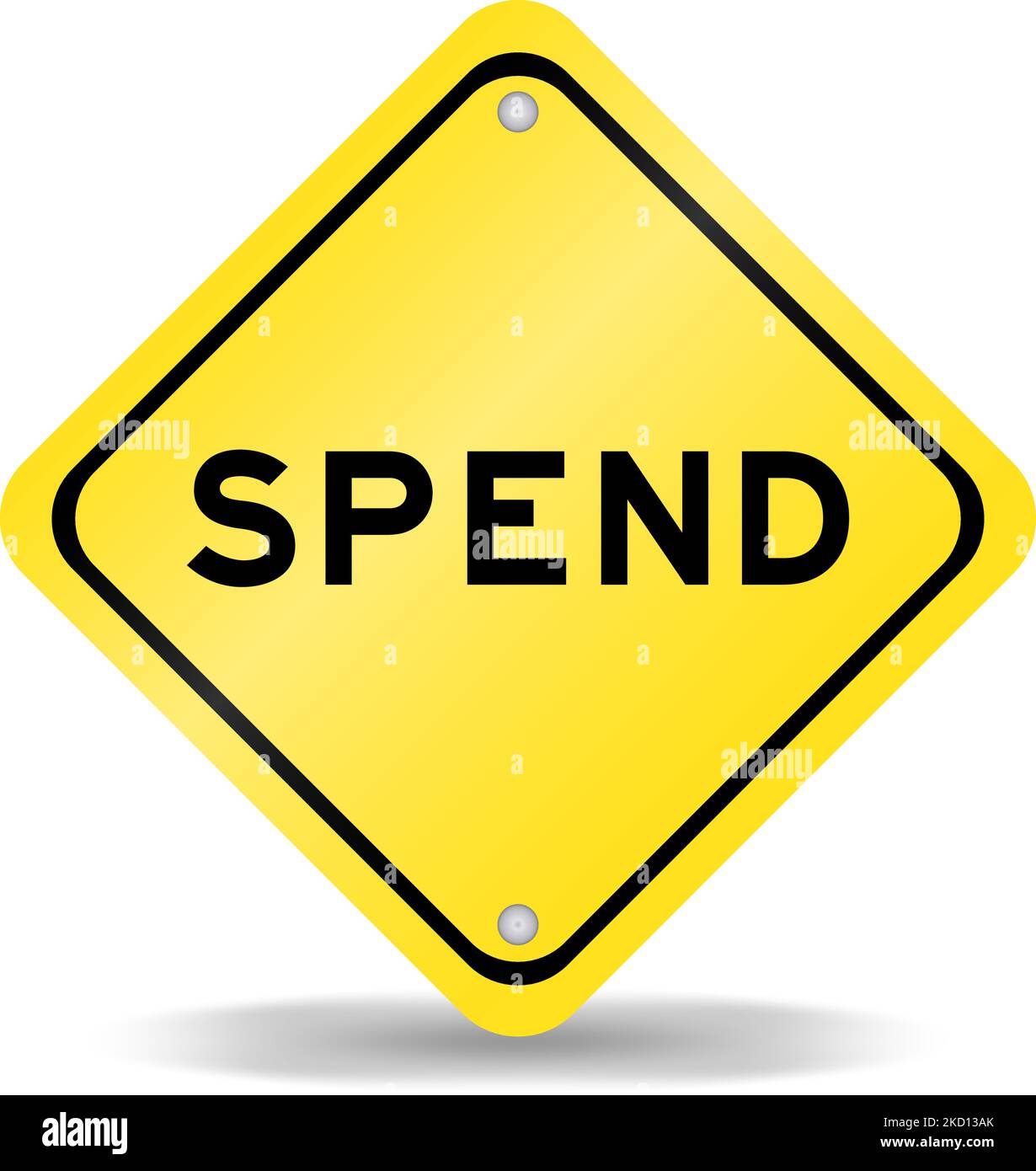 Yellow color transportation sign with word spend on white background ...