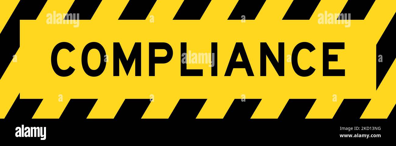 Yellow and black color with line striped label banner with word ...
