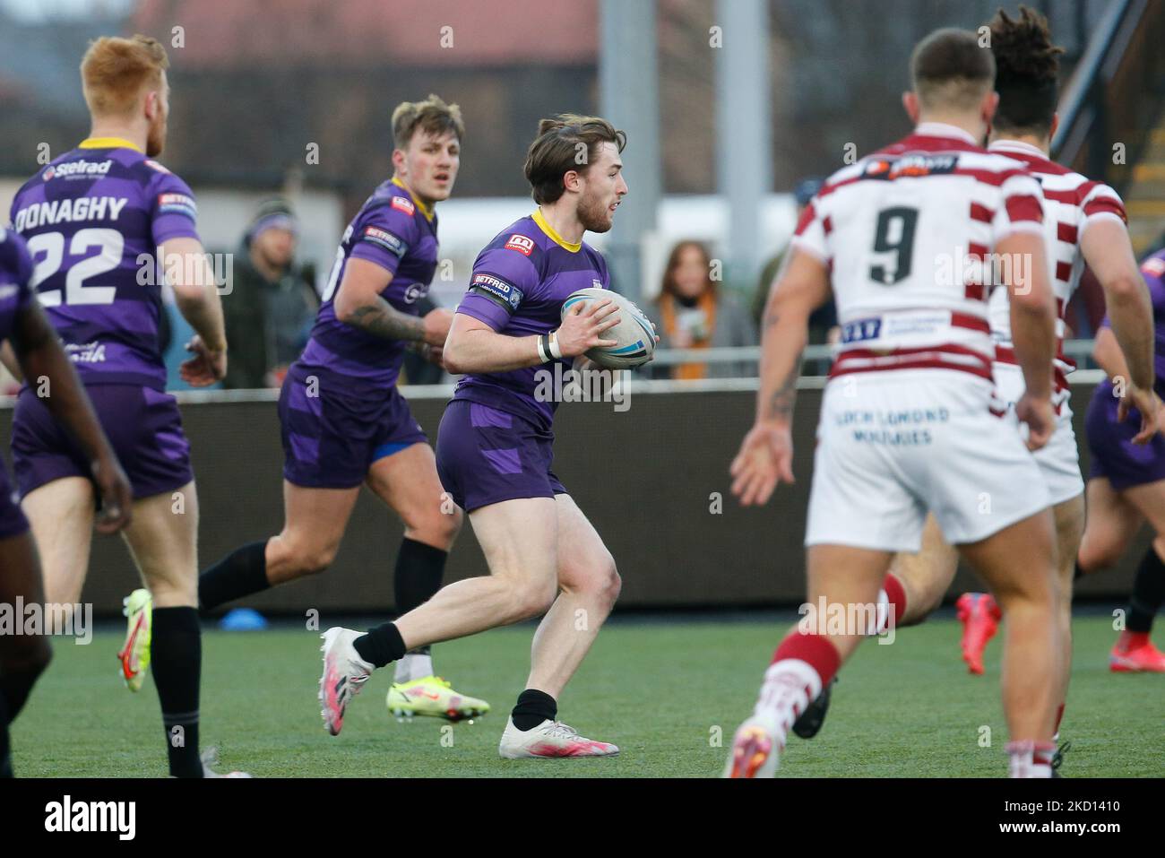 Isaac Nokes of Newcastle Thunder has a run during the Friendly match ...