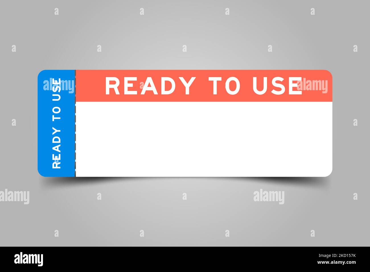 Blue and orange color ticket with word ready to use and white copy ...