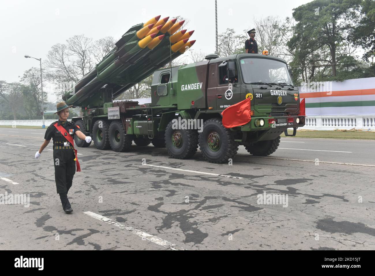 Indian Army advanced weapons are on display during the Indian Republic ...