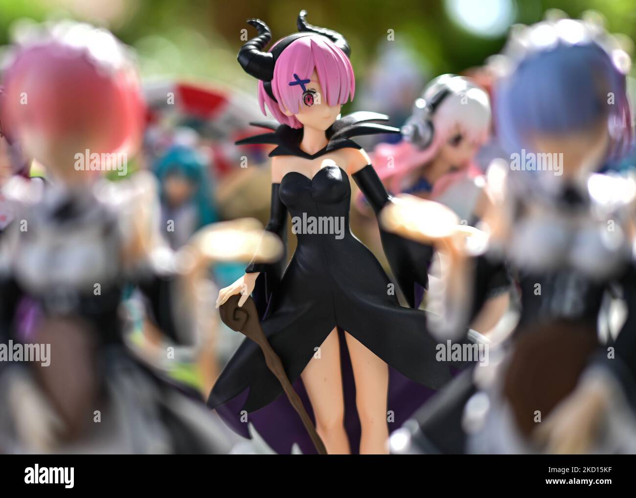 Cosplay figurines on display at the local collectors' market in Merida ...