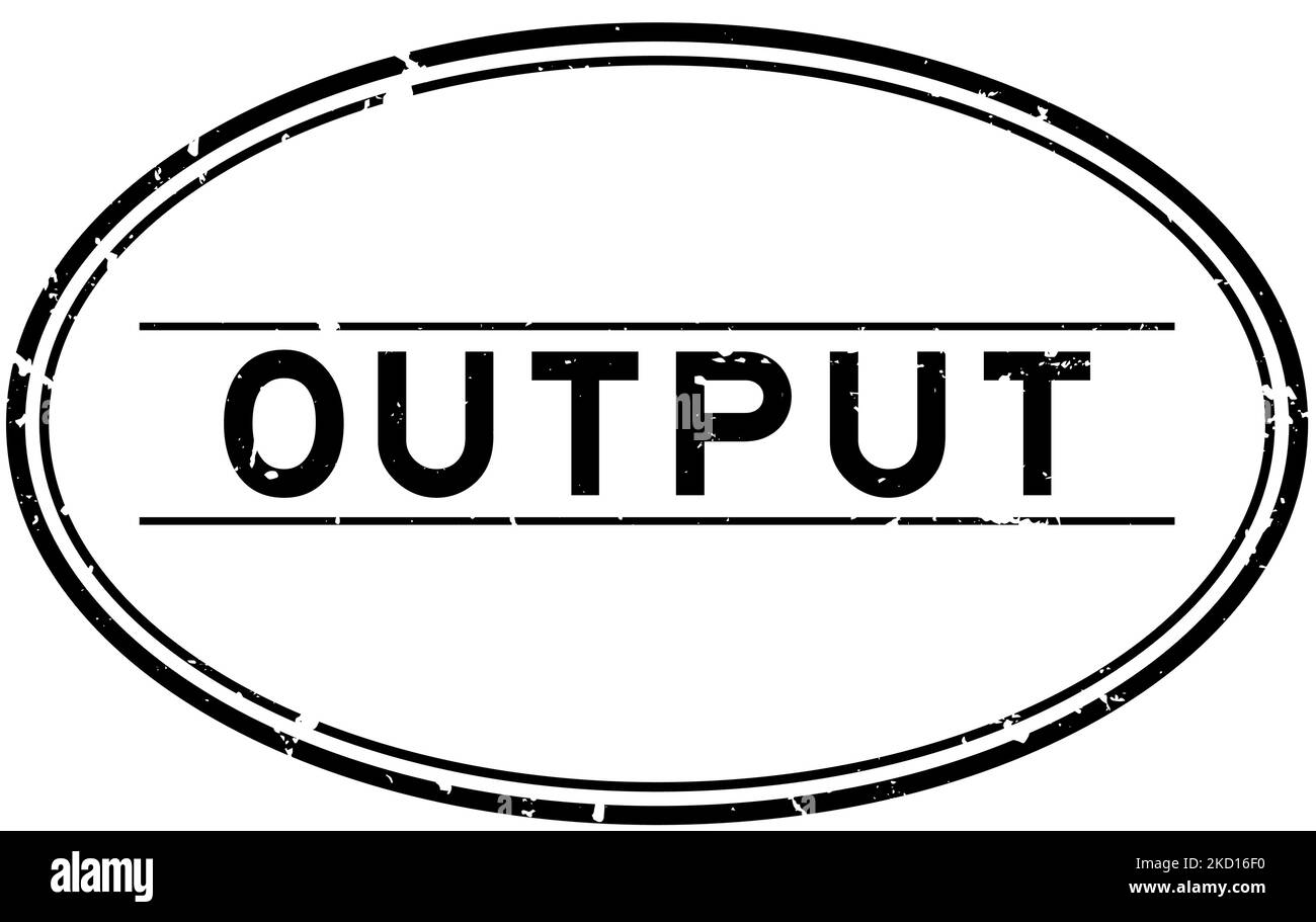 Grunge black output word oval rubber seal stamp on white background ...