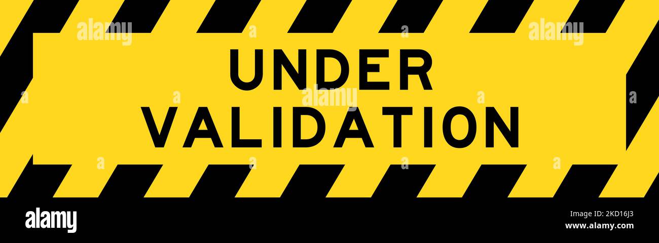 Yellow and black color with line striped label banner with word under ...