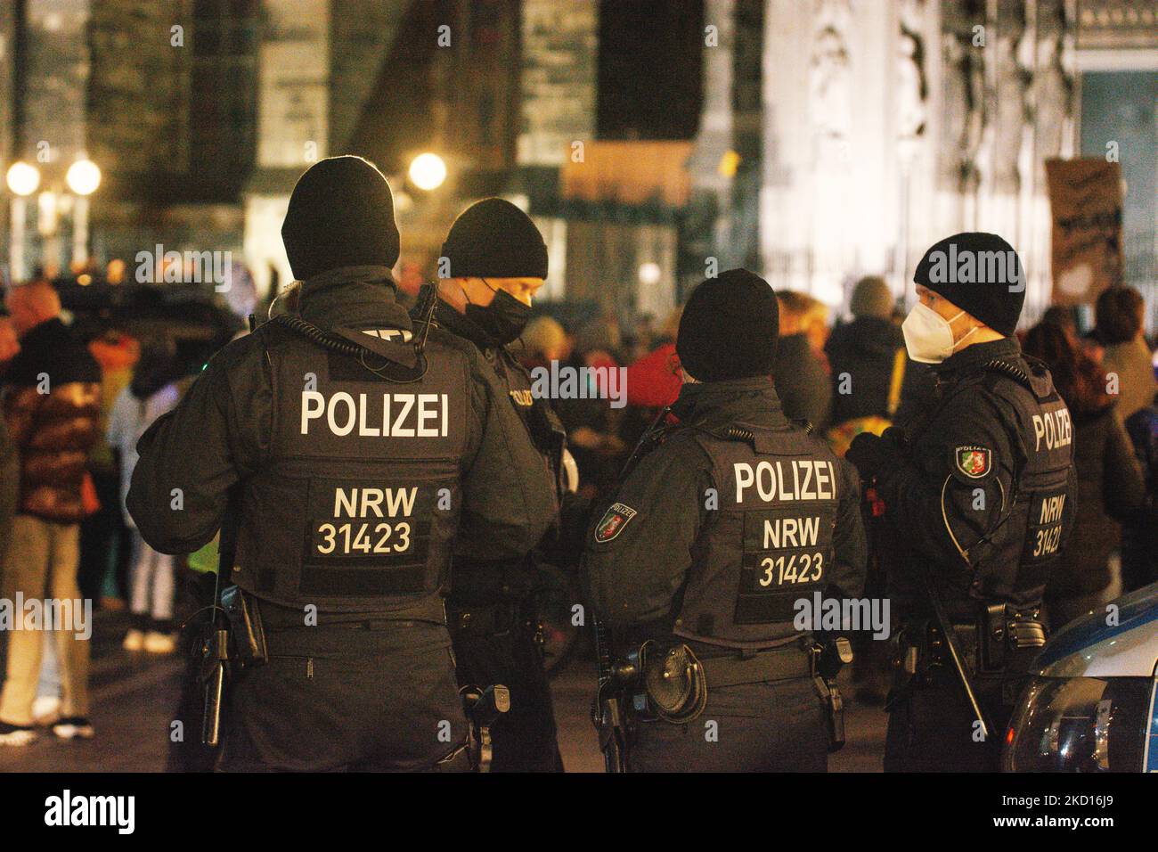 polices are seen observing the crowd of protesters in front of Dom ...
