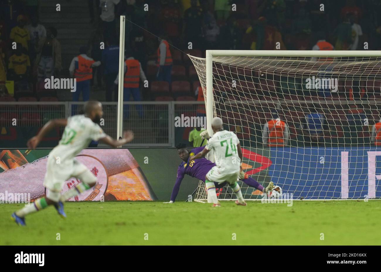 Jimmy Abdou of Comoros scoring their first goal during Cameroun versus ...