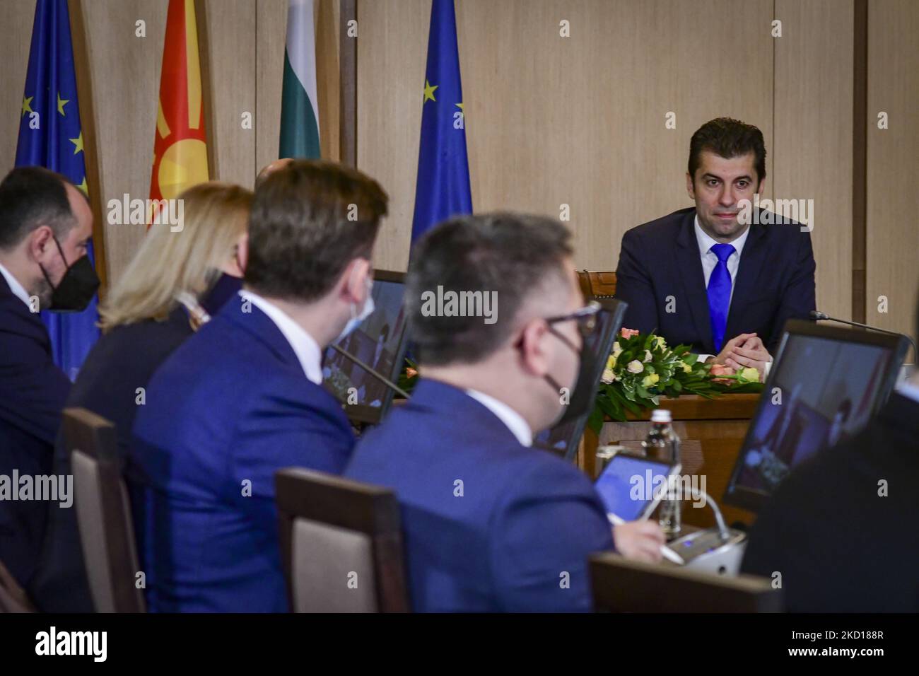 Prime Minister of Bulgaria Kiril Petkov during joint meeting with ...