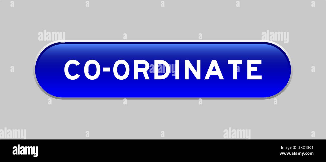 Blue color capsule shape button with word co-ordinate on gray ...