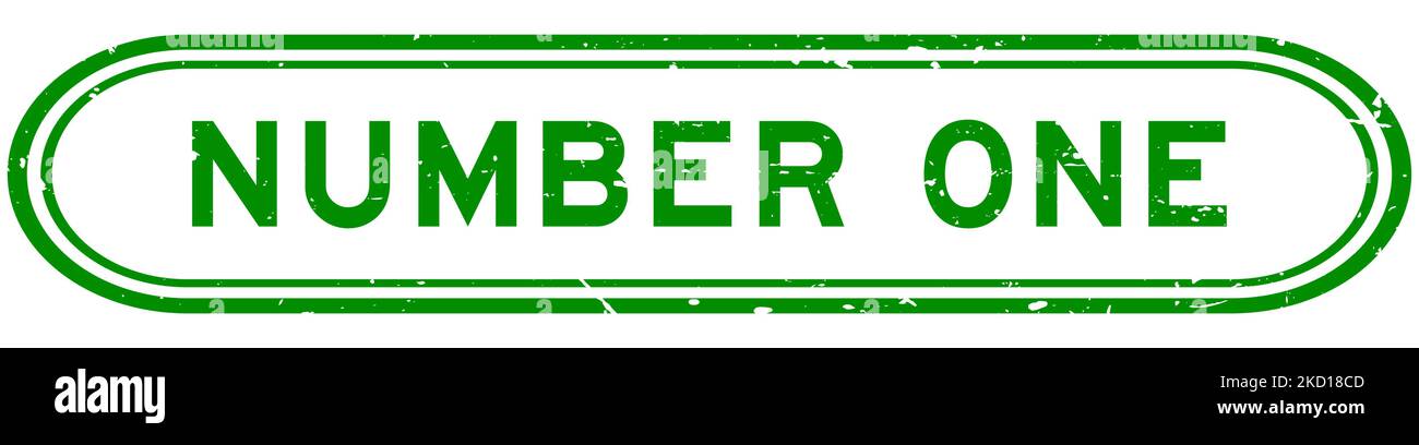 Grunge green number one word rubber seal stamp on white background ...