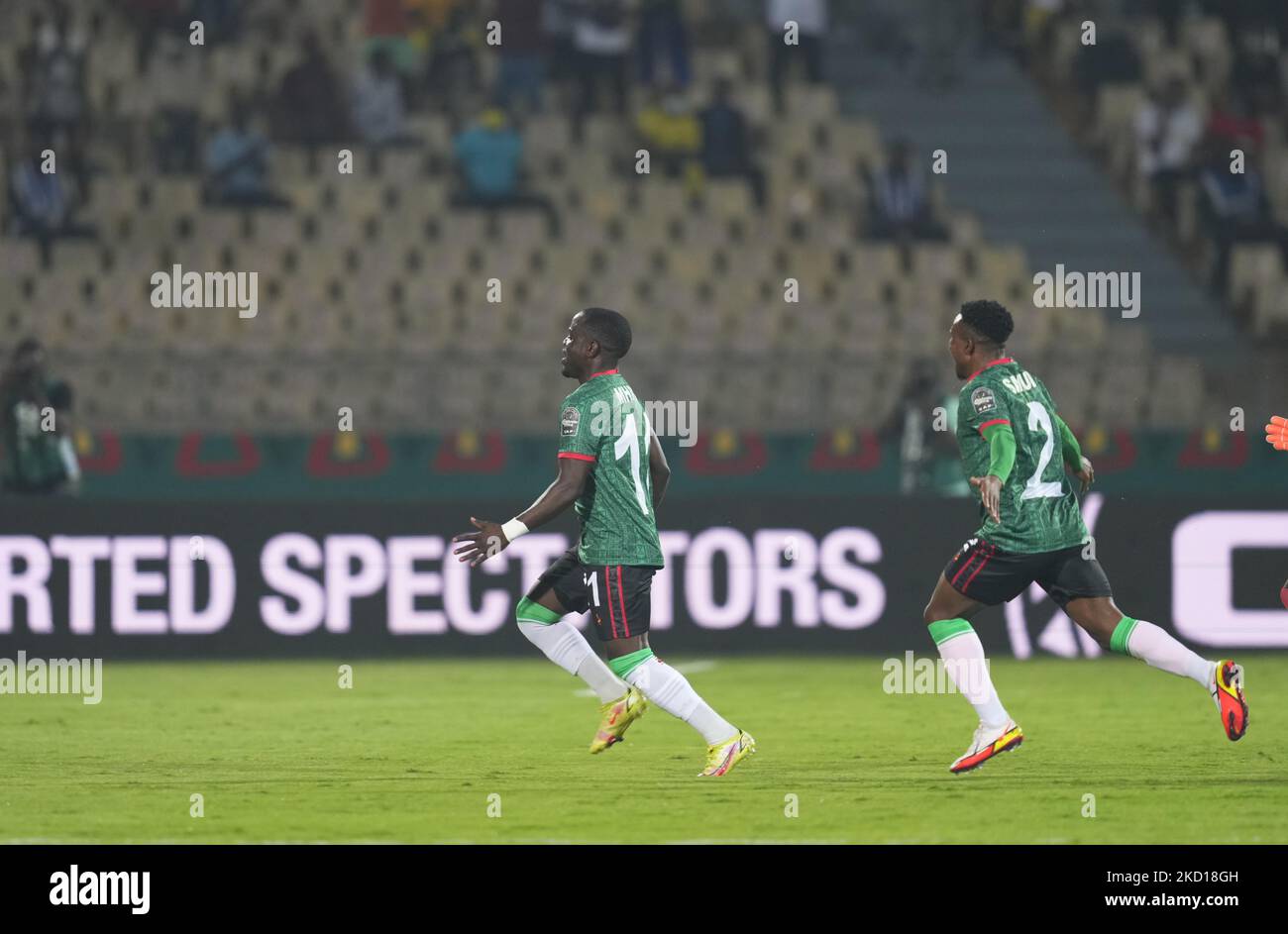Gabadinho Mhango of Malawi celebrates scoring their first goal during ...
