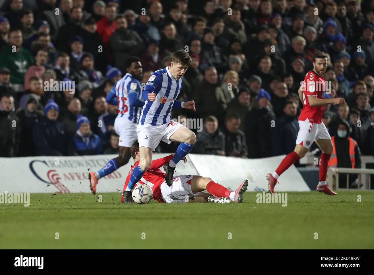 Hartlepool United's Tom Crawford in action with Charlton Athletic's ...