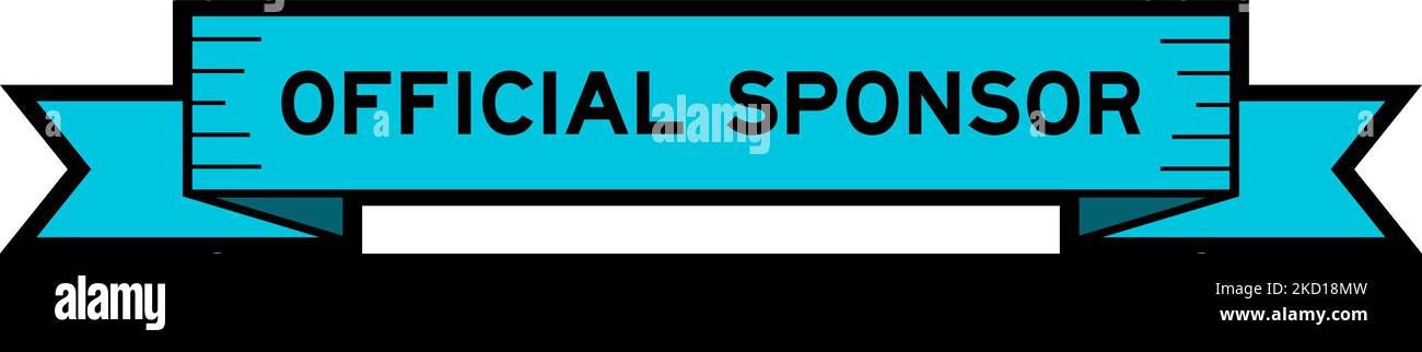 Ribbon label banner with word official sponsor in blue color on white ...