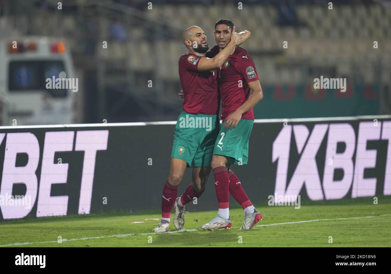 Achraf Hakimi of Morocco celebrates scoring their second goal during ...