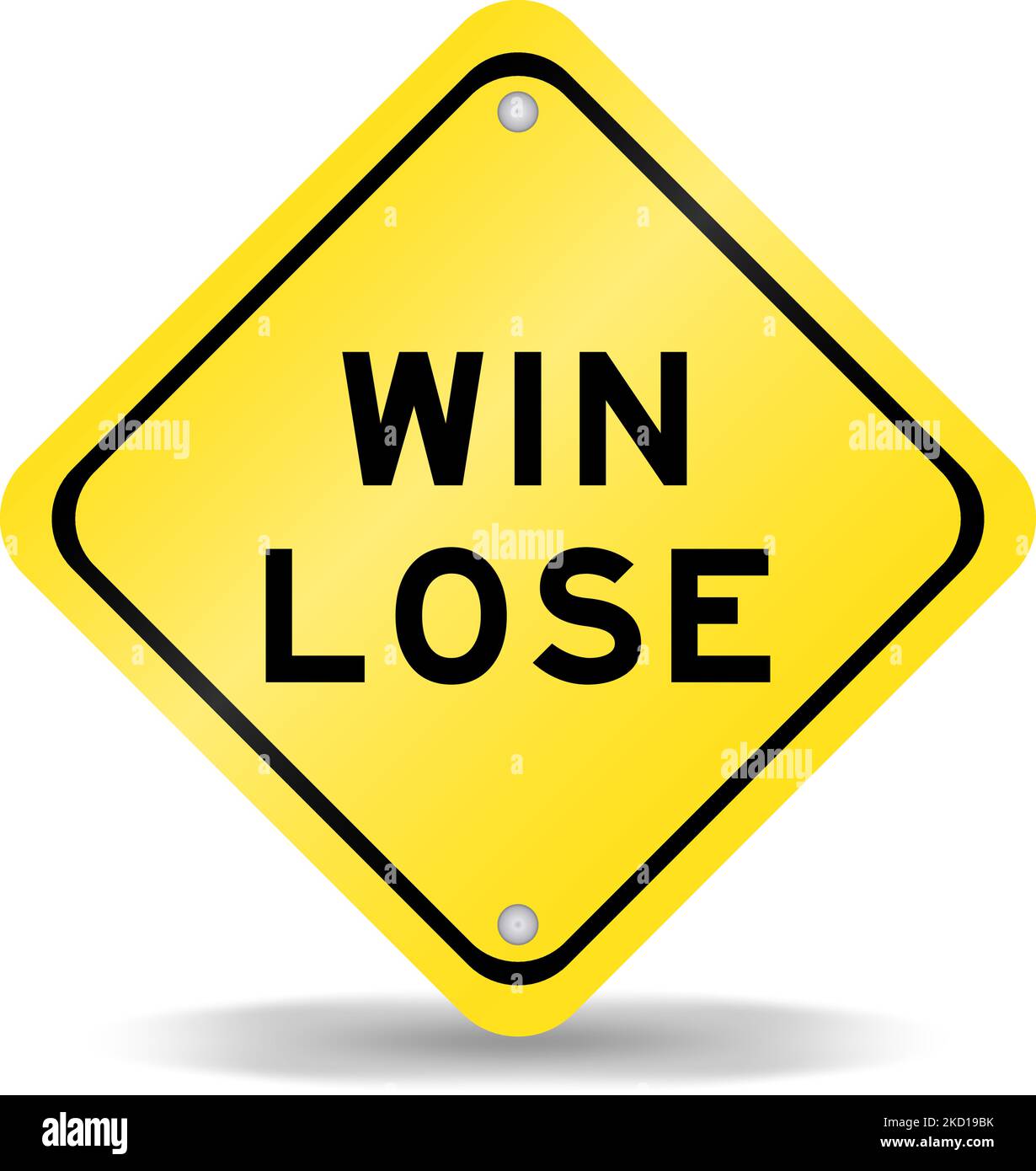 Yellow color transportation sign with word win lose on white background ...