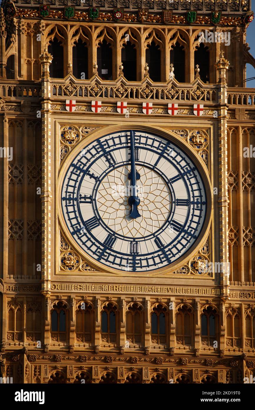 Detail of the clock face of the Elizabeth Tower of the Houses of ...