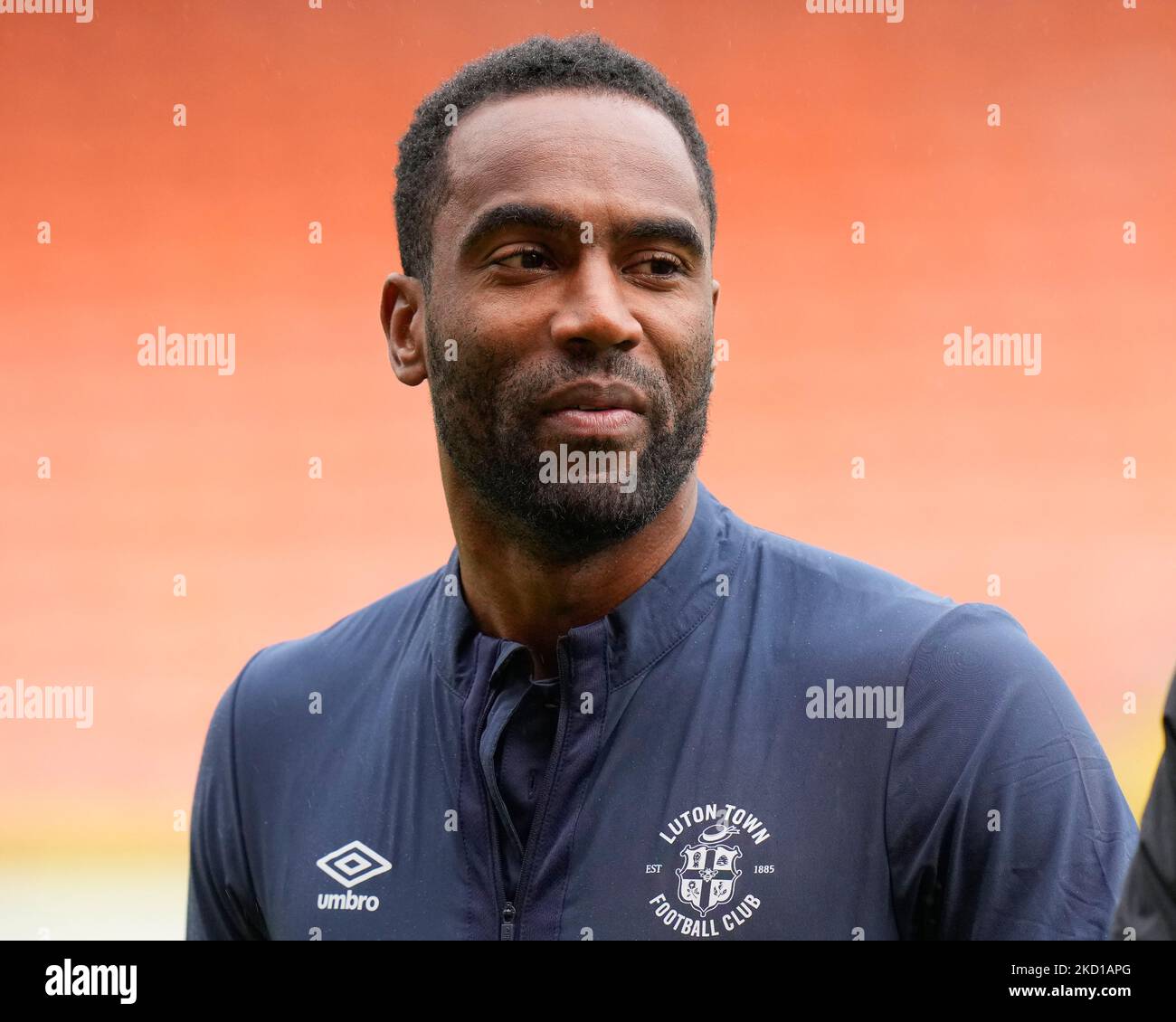 Cameron Jerome #35 of Luton Town inspects the pitch before the Sky Bet Championship match ...