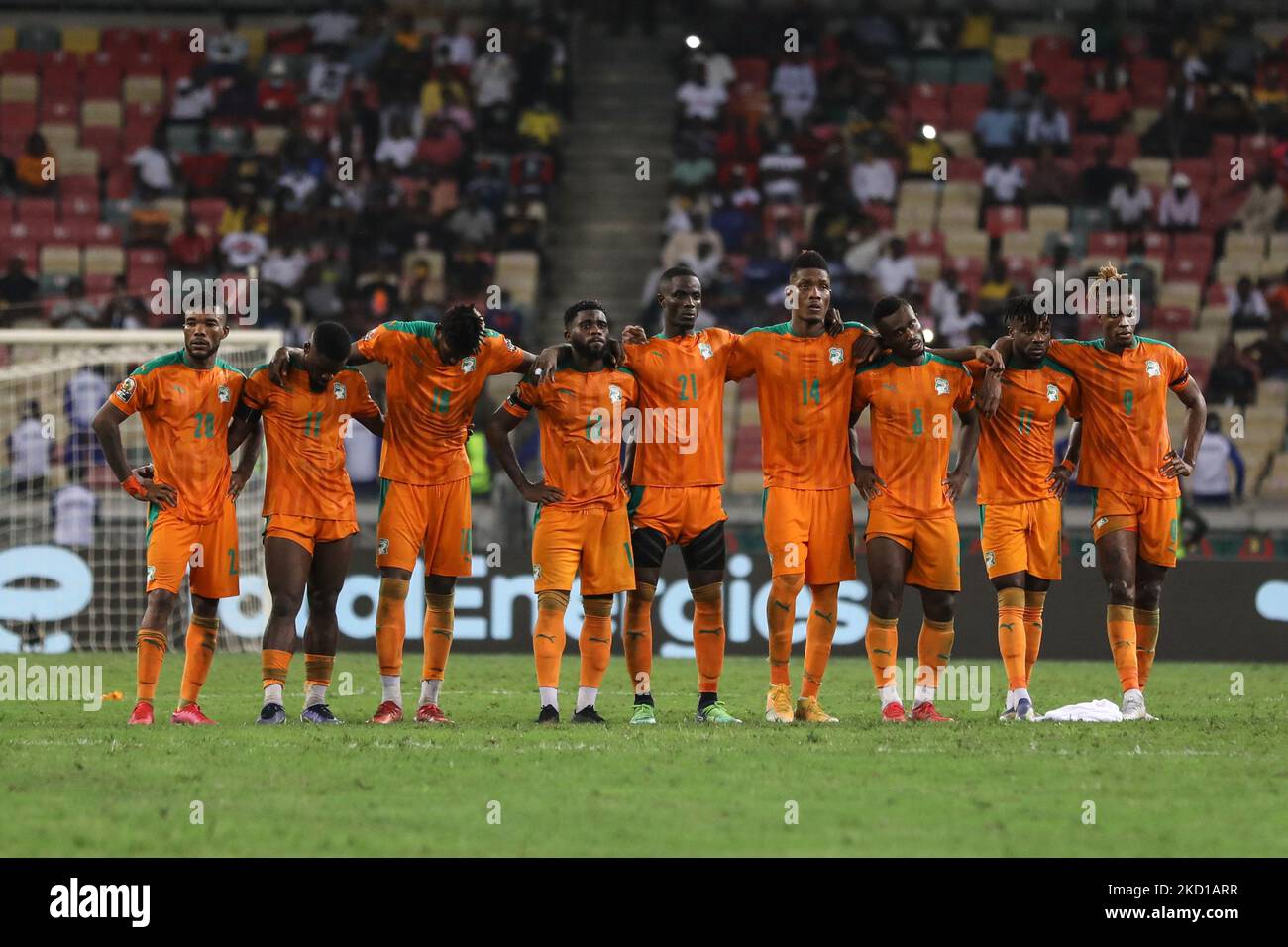 CÃ´te d'Ivoire team during penalty at the Africa Cup of Nations Cameron 2021 round of 16 ...