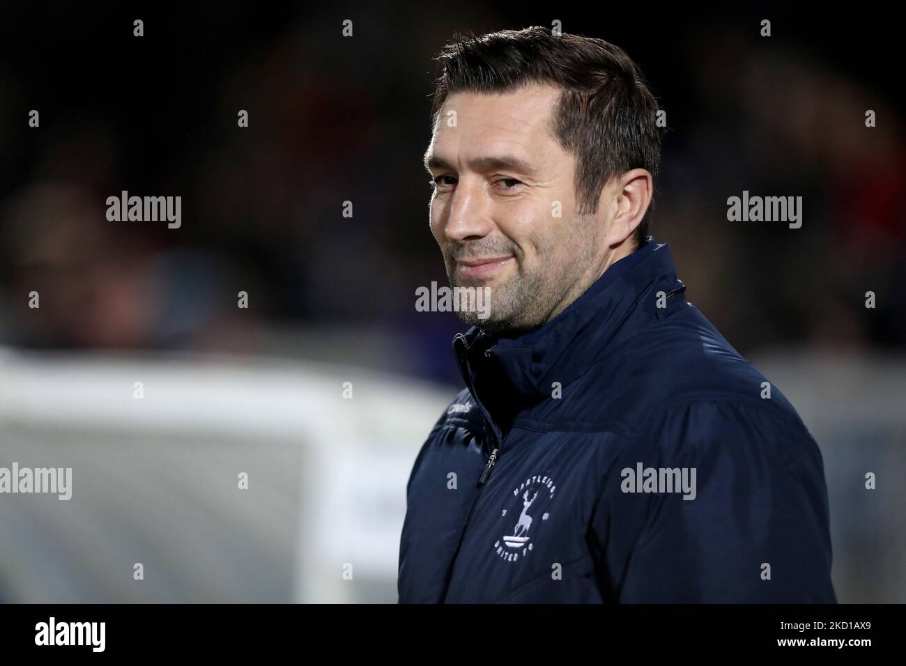 Hartlepool United manager Graeme Lee during the EFL Trophy Quarter ...