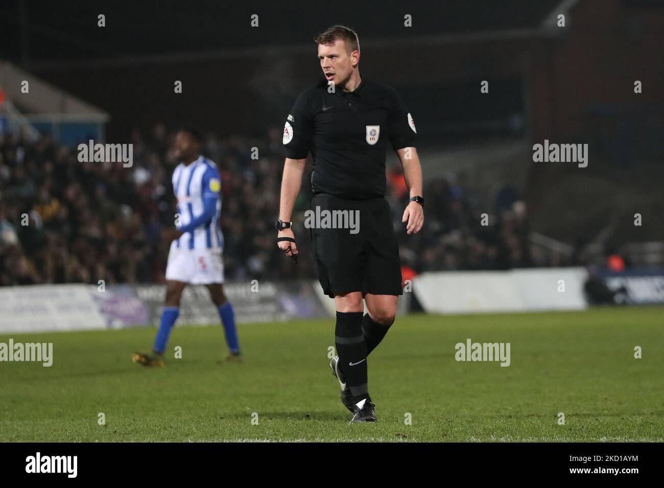 Match referee Samuel Barrott during the EFL Trophy Quarter Final ...