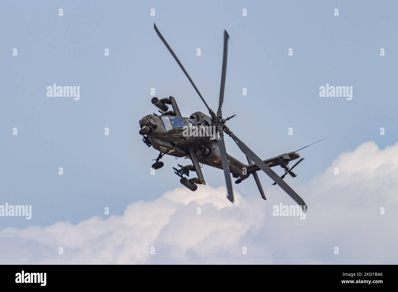A Boeing AH-64 Apache helicopter from the Greek Army as seen flying and ...