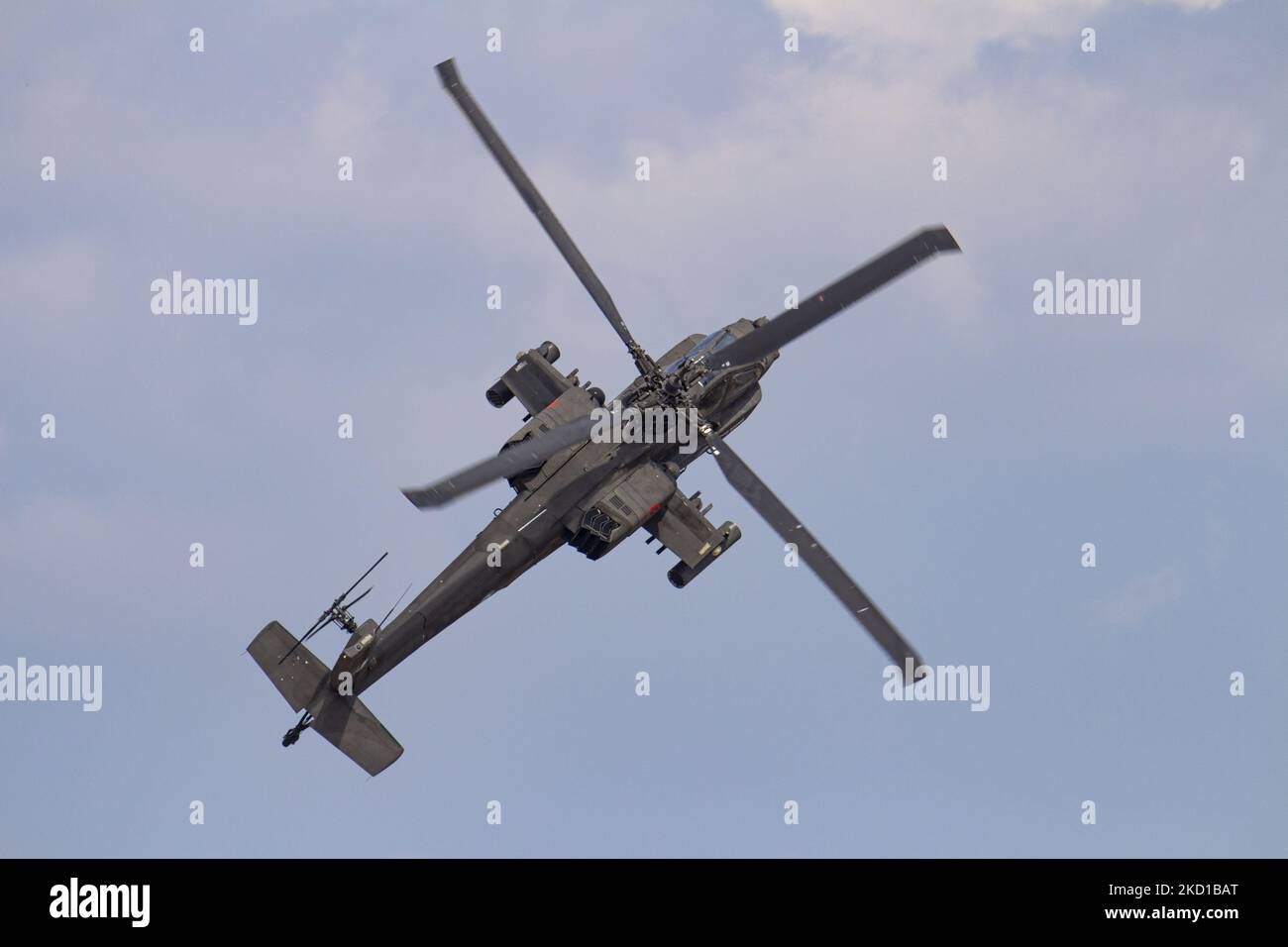 A Boeing AH-64 Apache helicopter from the Greek Army as seen flying and ...