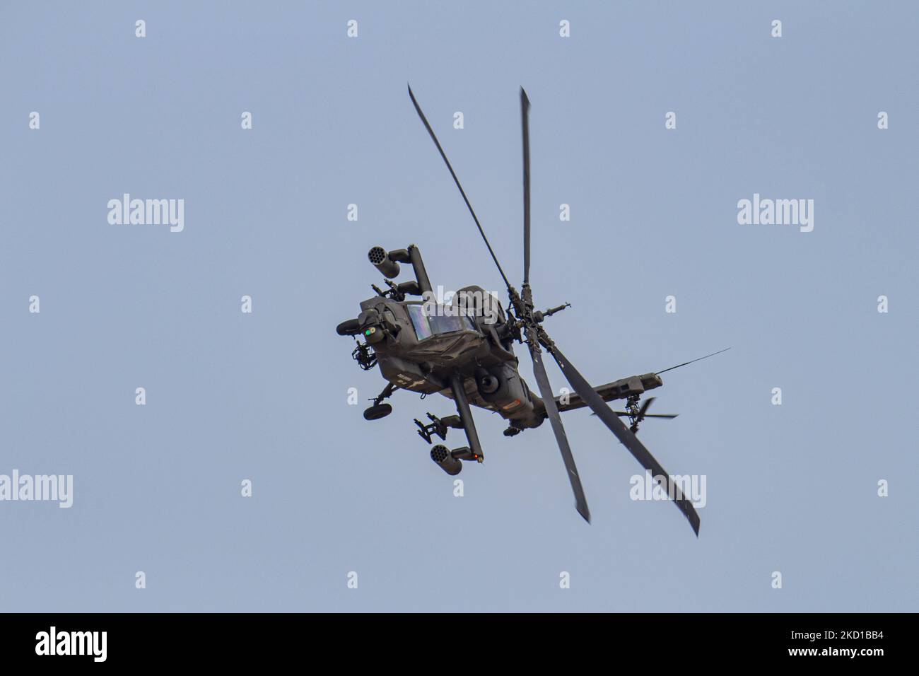 A Boeing AH-64 Apache helicopter from the Greek Army as seen flying and ...