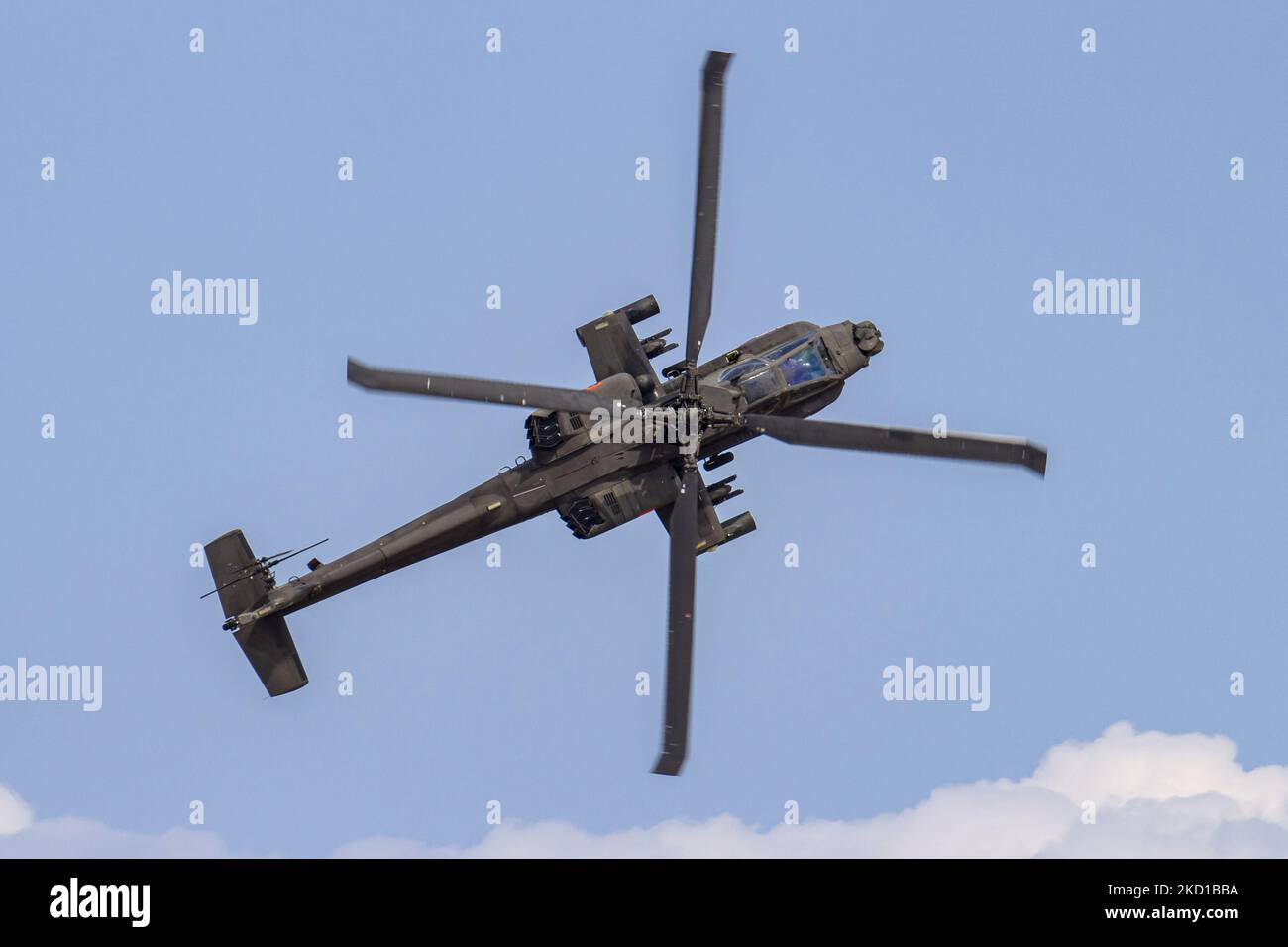 A Boeing AH-64 Apache helicopter from the Greek Army as seen flying and ...