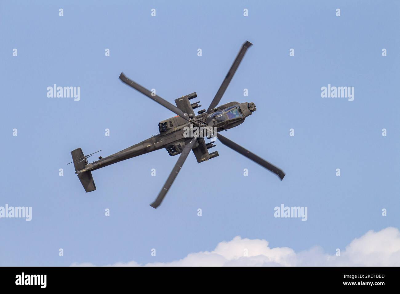 A Boeing AH-64 Apache helicopter from the Greek Army as seen flying and ...