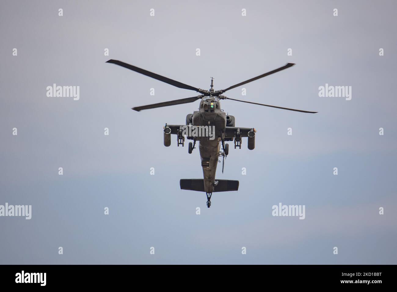 A Boeing AH-64 Apache helicopter from the Greek Army as seen flying and ...