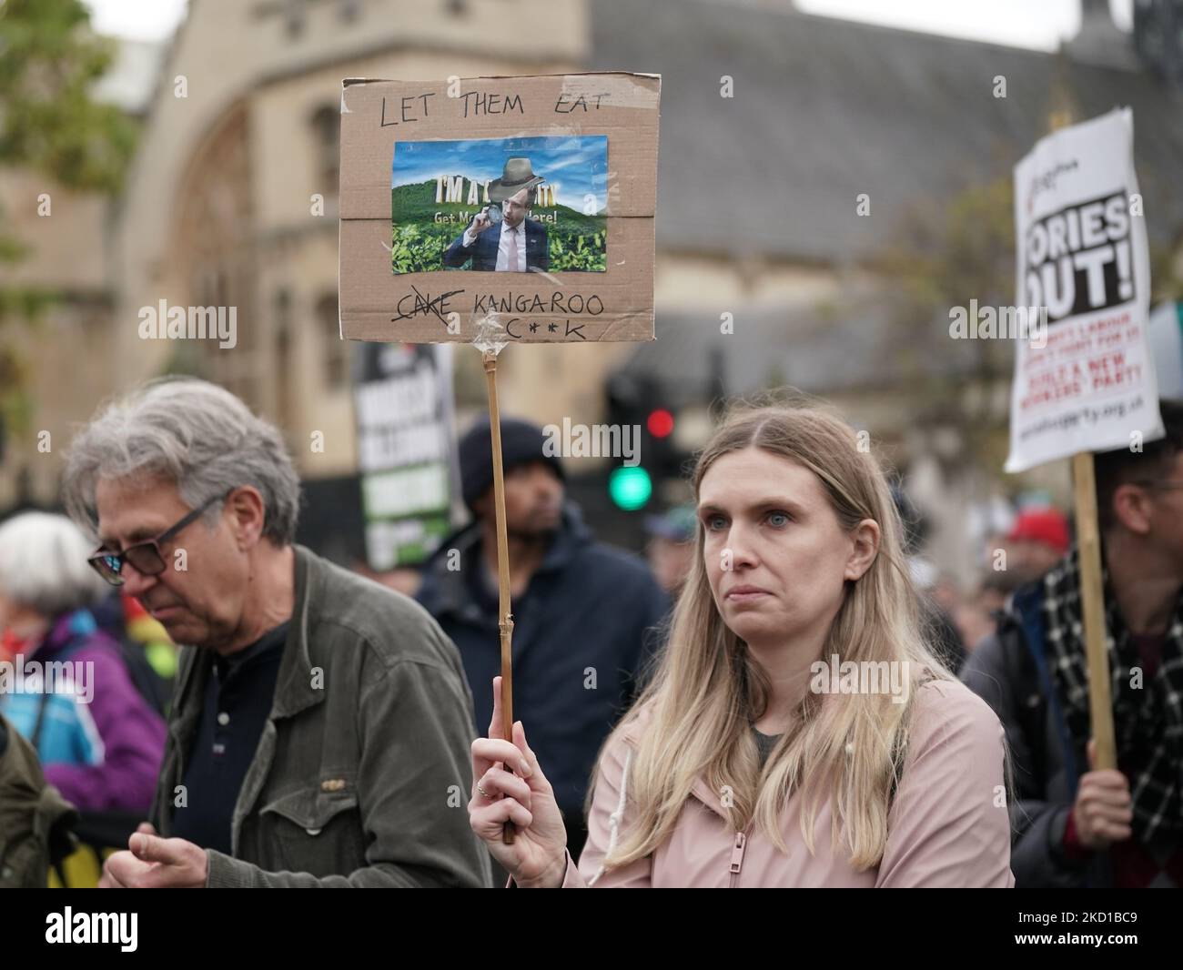 NOTE LANGUAGE ON PLACARDS People take part in the People's Assembly ...