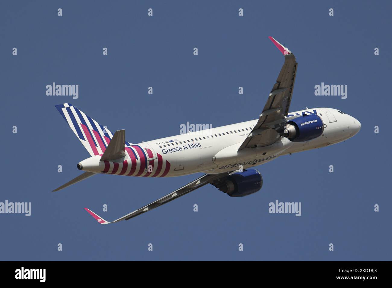 Sky Express Airbus A320neo aircraft as seen during take off departing ...