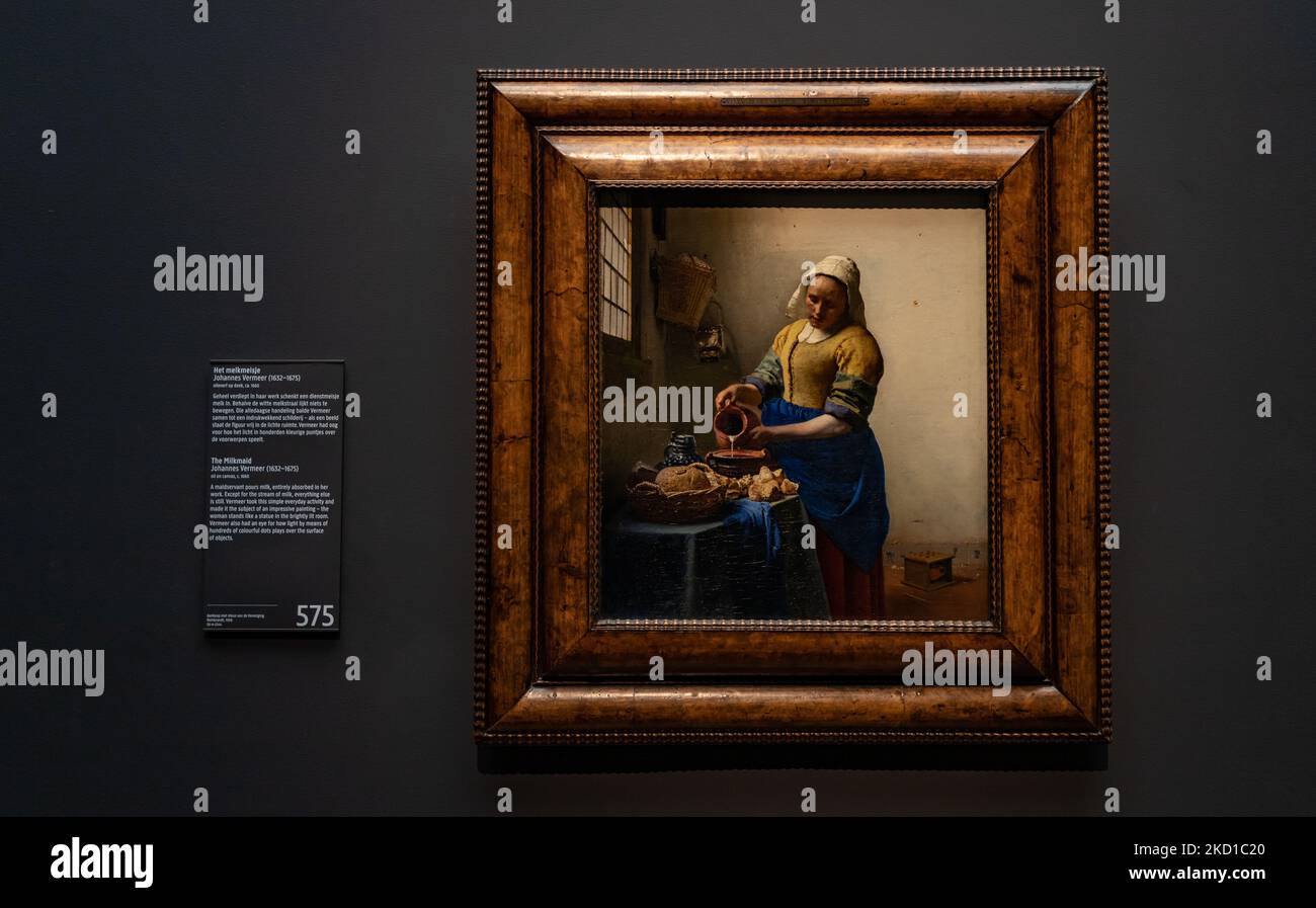 A picture of The Milkmaid painting, by Johannes Vermeer (1660), on ...