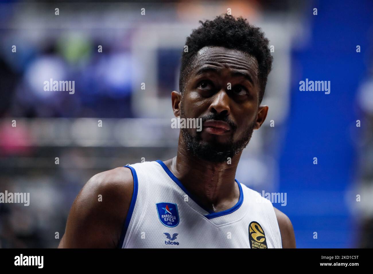Rodrigue Beaubois of Anadolu Efes Istanbul looks on during the ...