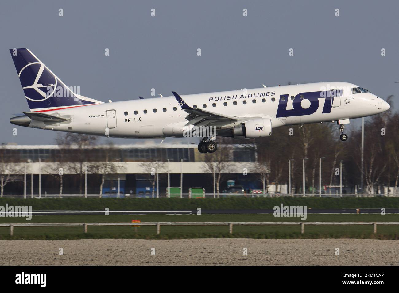 Polish Airlines LOT Embraer ERJ-175 aircraft as seen on final approach ...