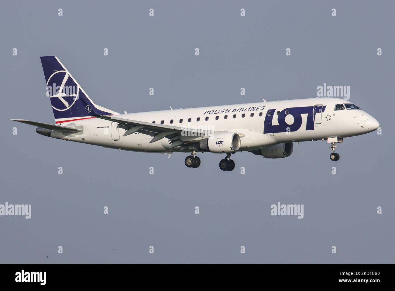 Polish Airlines LOT Embraer ERJ-175 aircraft as seen on final approach ...