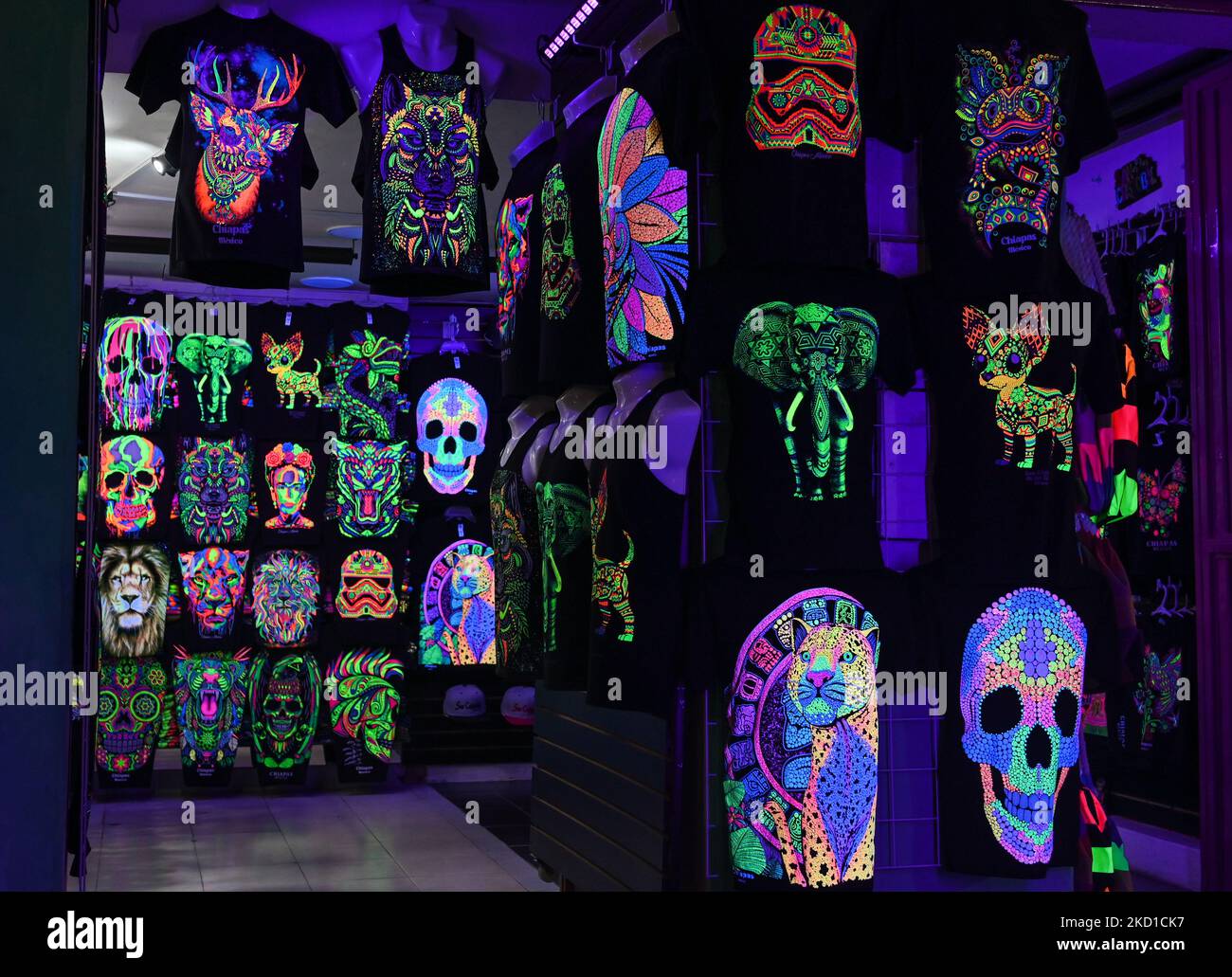 A store with souvenir t-shirts for sale seen in the historic part of ...