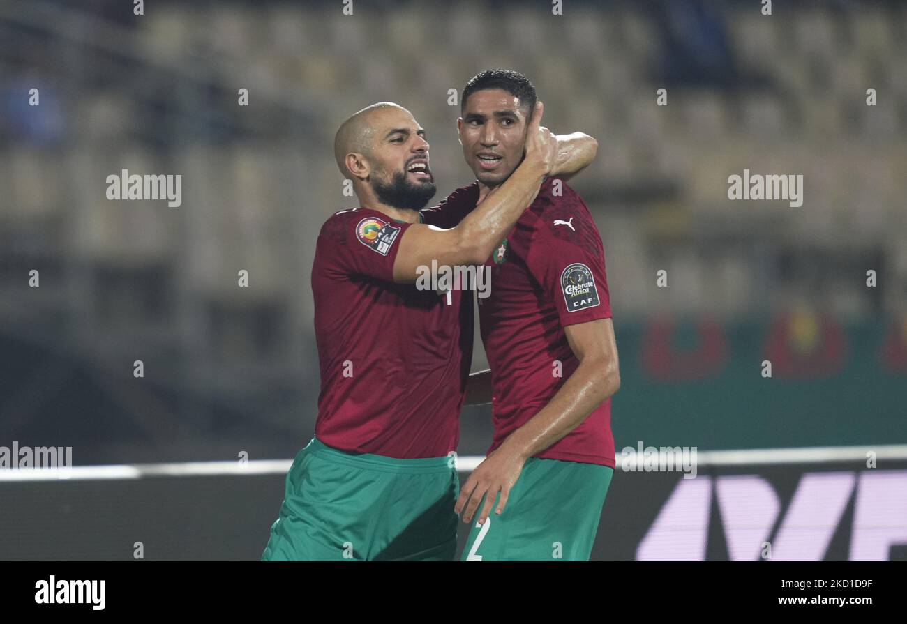 Achraf Hakimi of Morocco celebrates scoring their second goal during ...