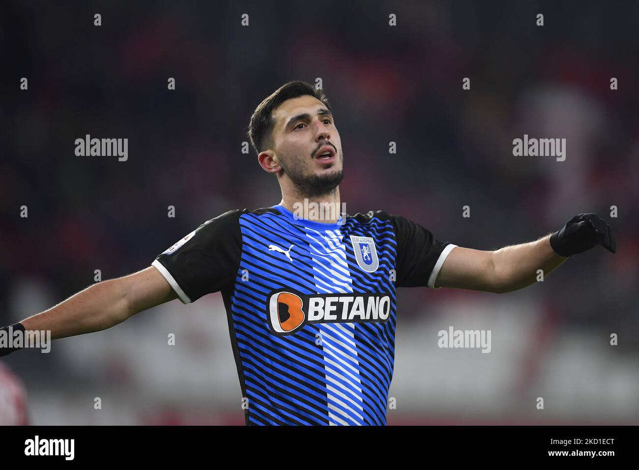 Andrei Ivan reacts during the Romania Liga 1 , Round 23, football match ...
