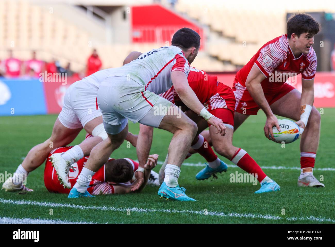 Ewan Rosser of Wales in action during the Men's HSBC World Rugby Sevens ...